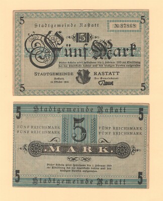1918 GERMANY NOTGELD RATSTATT 5 MARK NOTE | eBay