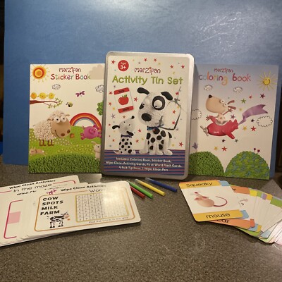 Marzipan Activity Tin Set Early Learning Coloring Sticker Book Activity ...