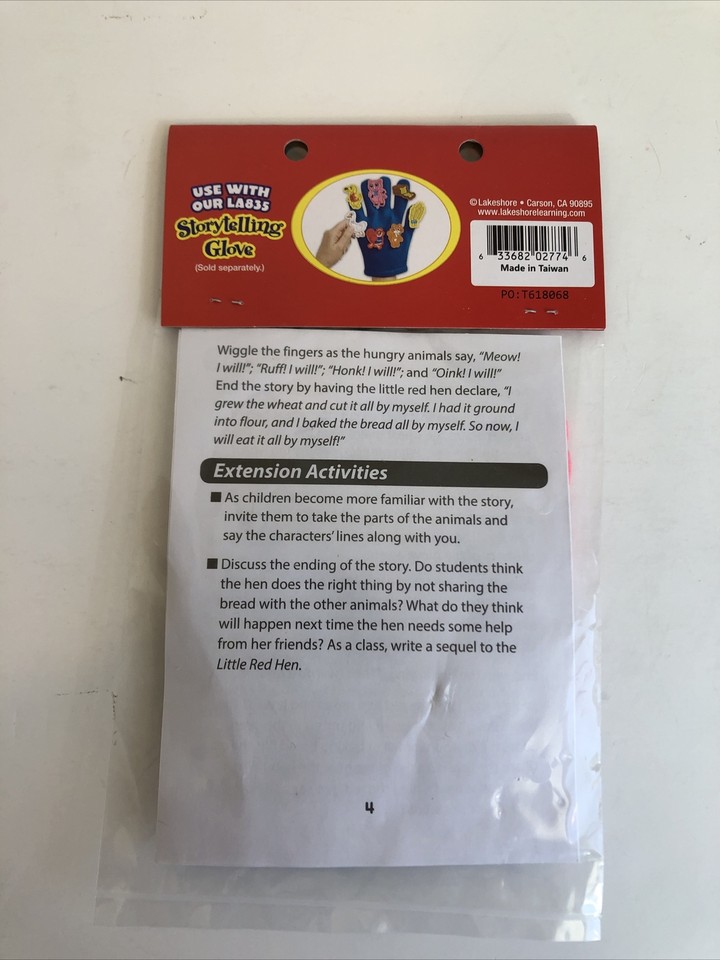 Lakeshore Storytelling Glove Puppets 3 Bears Little Red Hen Teasing Mr ...