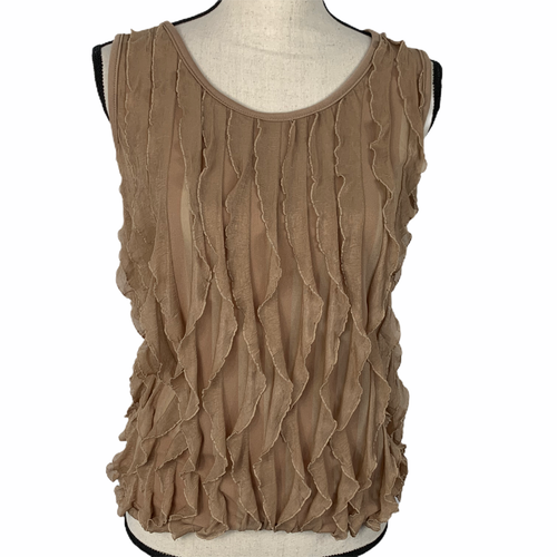 Jason Maxwell Tank Top Womens Size Large Sheer Layered Top Lined Tan | eBay