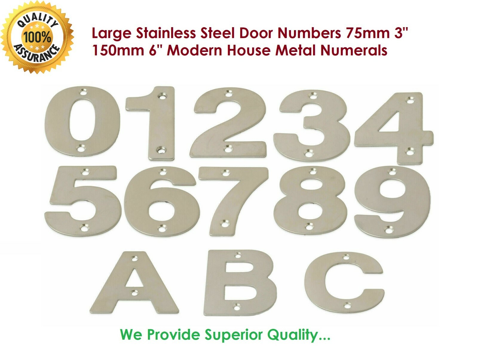 Large Stainless Steel Door Numbers 75mm 3" 150mm 6" Modern House Metal ...