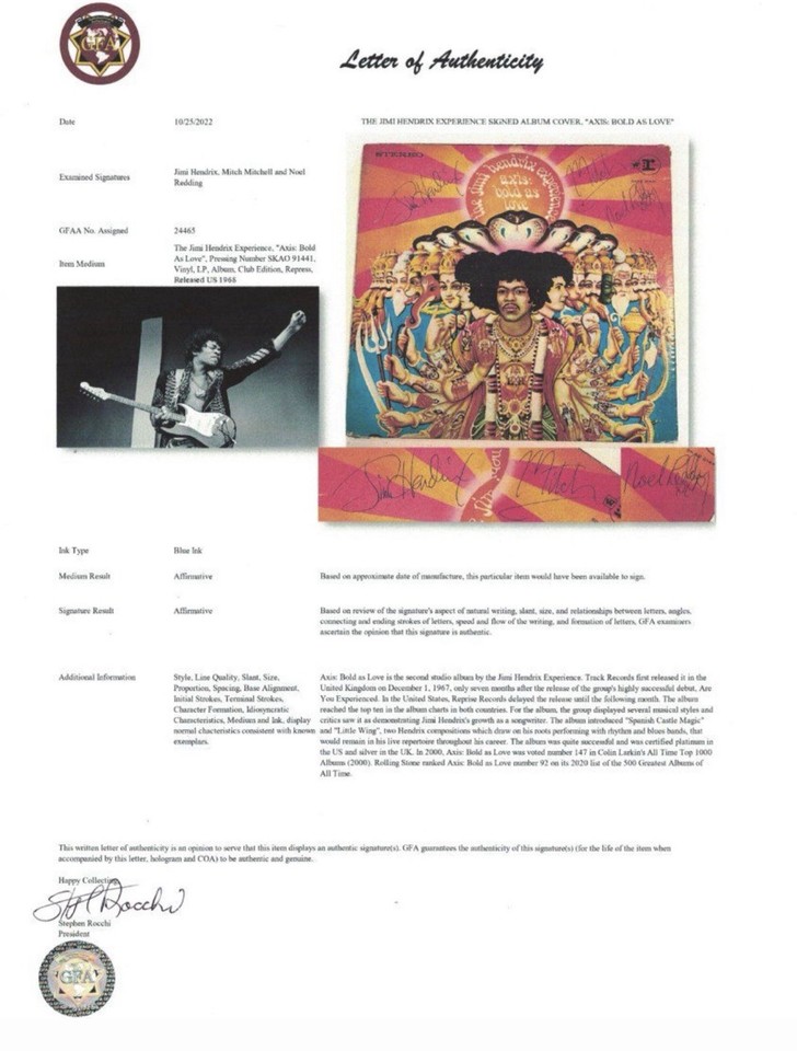 Jimi Hendrix Experience Band Signed Axis Album | eBay