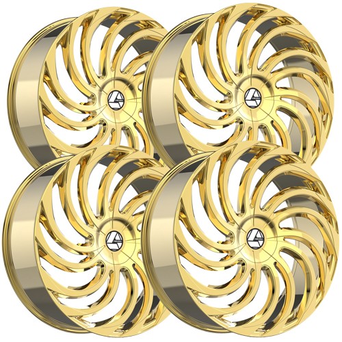 (Set of 4) Azara AZA-534 24x9 5x115/5x120 +15mm Gold Wheels Rims 24 ...