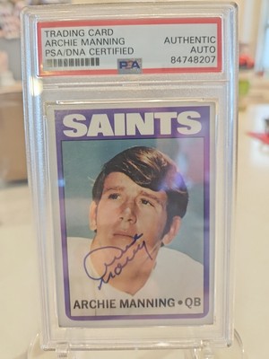 1972 Topps Archie Manning Signed Rookie Card New Orleans Saints | eBay