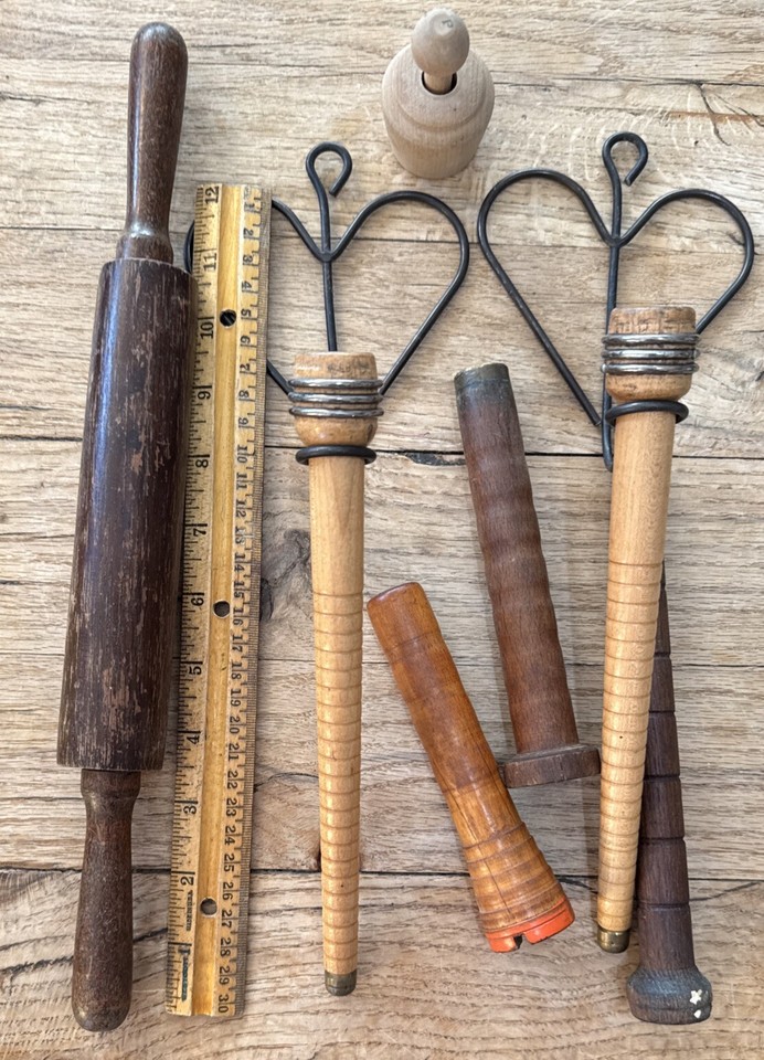 Lot VTG Rustic Primitive Kitchen Country Farm house Decor ROLLING PIN ...