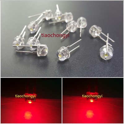 100PCS DIP LED 8mm Red 620nm 0.5 Watt Wide Angle Bright High Power LEDs ...