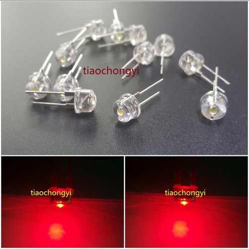 100PCS DIP LED 8mm Red 620nm 0.5 Watt Wide Angle Bright High Power LEDs ...