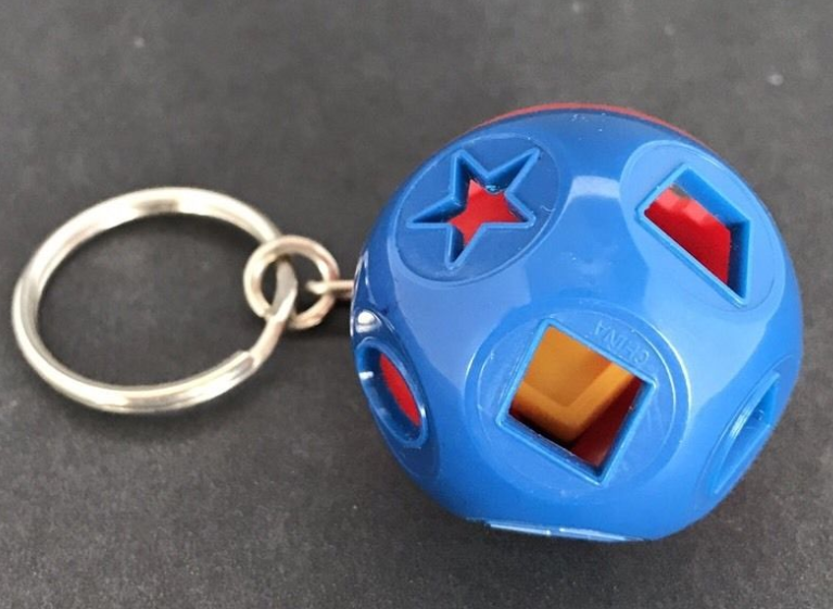 Tupperware Shape O Toy Ball Keychain Blue Red Yellow Shapes Inside CUTE ...