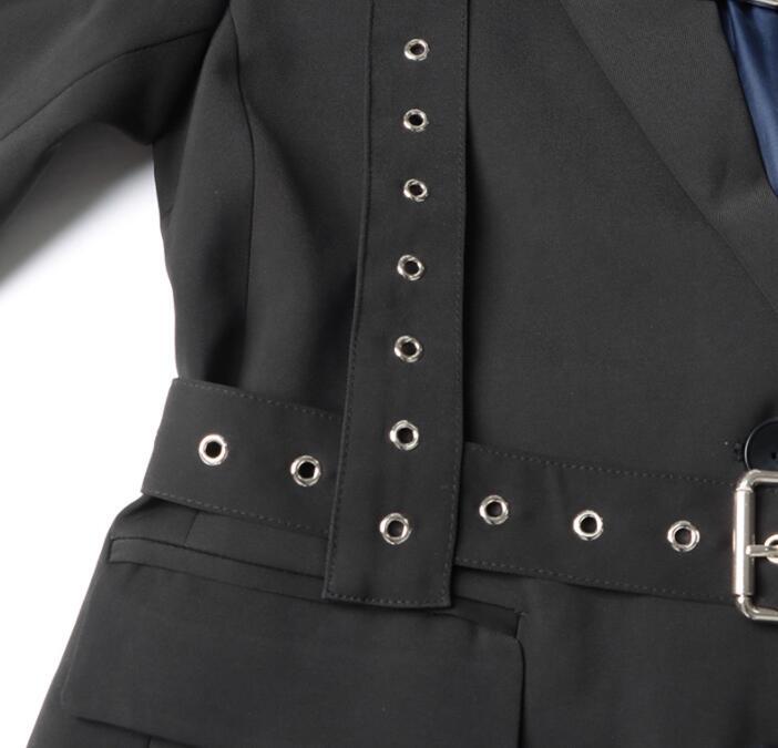 Women's 2023 Fashion Lapel Studs Eyelets Buckle Strap Slim Blazer Suits ...