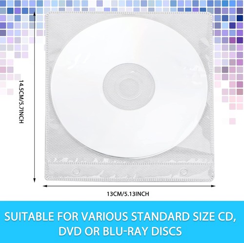 Harloon 200 Pieces CD DVD Sleeves Double Sided Refill Plastic Disc White | eBay
