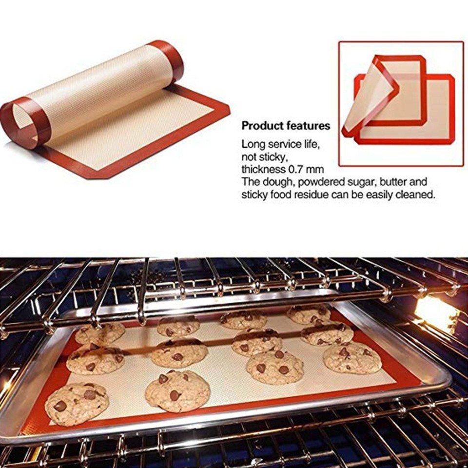 Silicone Baking Mat Fibreglass Non-Stick Reusable Oven Sheet Liner for ...
