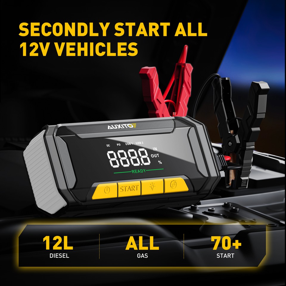 AUXITO 8000A 20000mah Car Jump Starter 12V Battery Booster Charger Portable | 2 Year ...