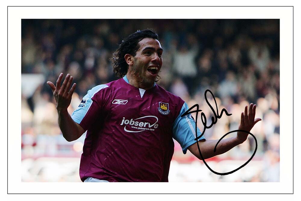 CARLOS TEVEZ Signed Autograph PHOTO Fan Signature Gift Print WEST HAM ...