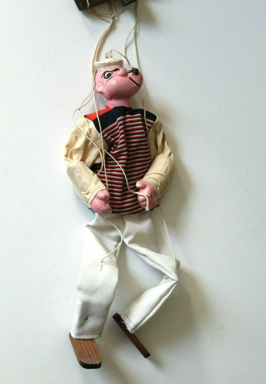 RARE Antique Folk art Popeye puppet belonging to soldier from prominent ...