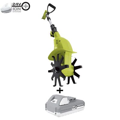 Sun Joe 24V-TLR-LTE 24V Cordless Garden Tiller+Cultivator Kit W/Battery ...