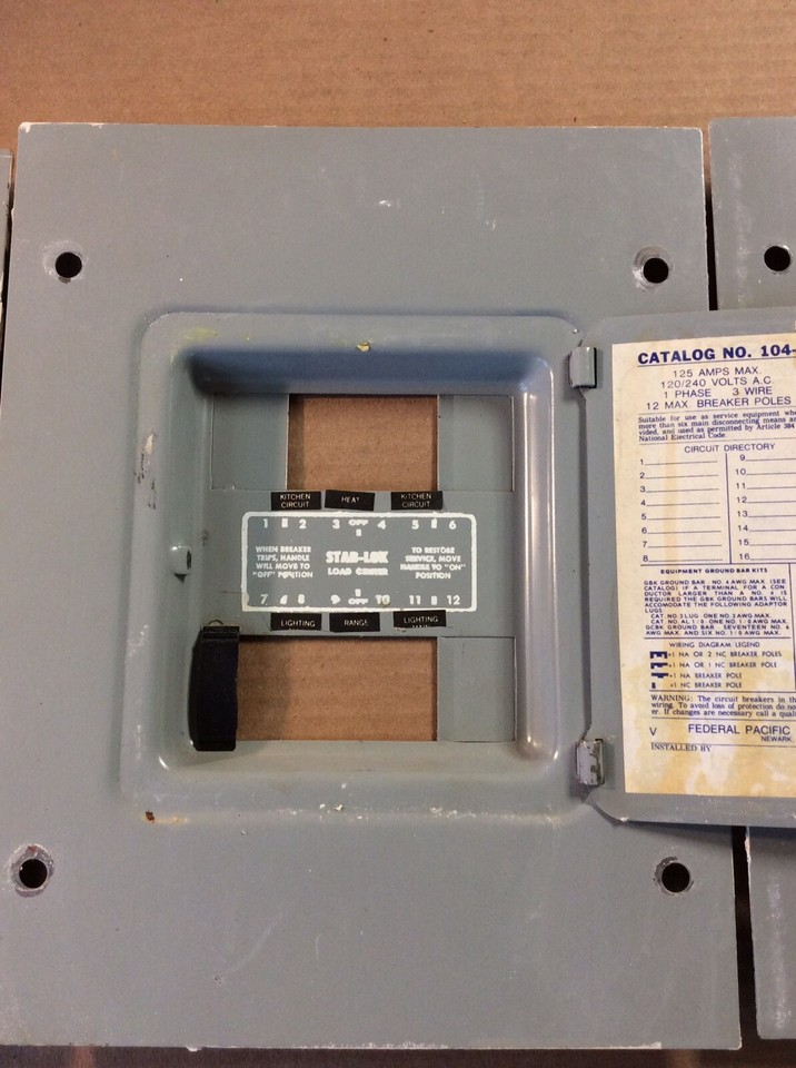 FPE Federal Pacific Electric Stab Lok 12 Space Panel Cover | eBay