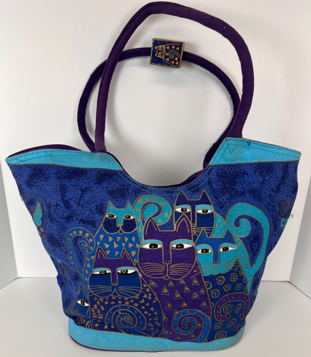 Indigo Cat Scoop Tote by Laurel Burch Large | eBay