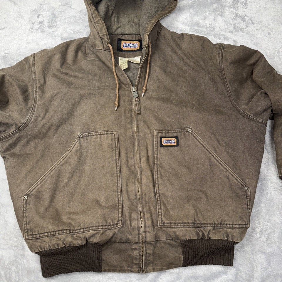 BIG SMITH Jacket Men's large, regular Brown Heavy Hooded Cotton Canvas ...