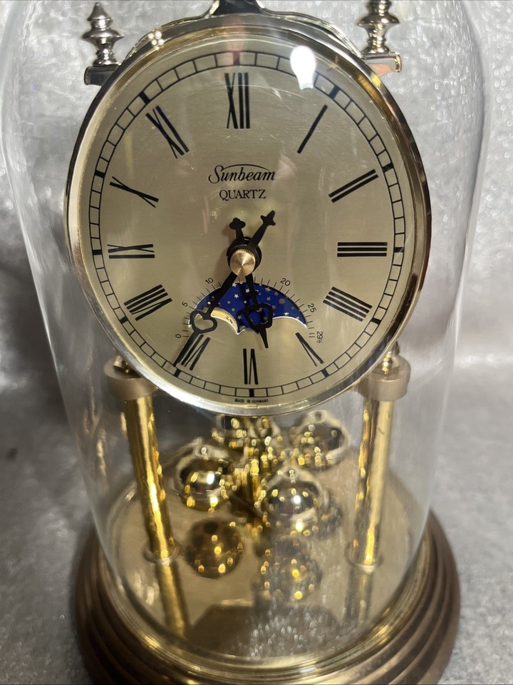 W. German Anniversary Quartz Clock Works/Moon Phase The Pendulum Doesn ...