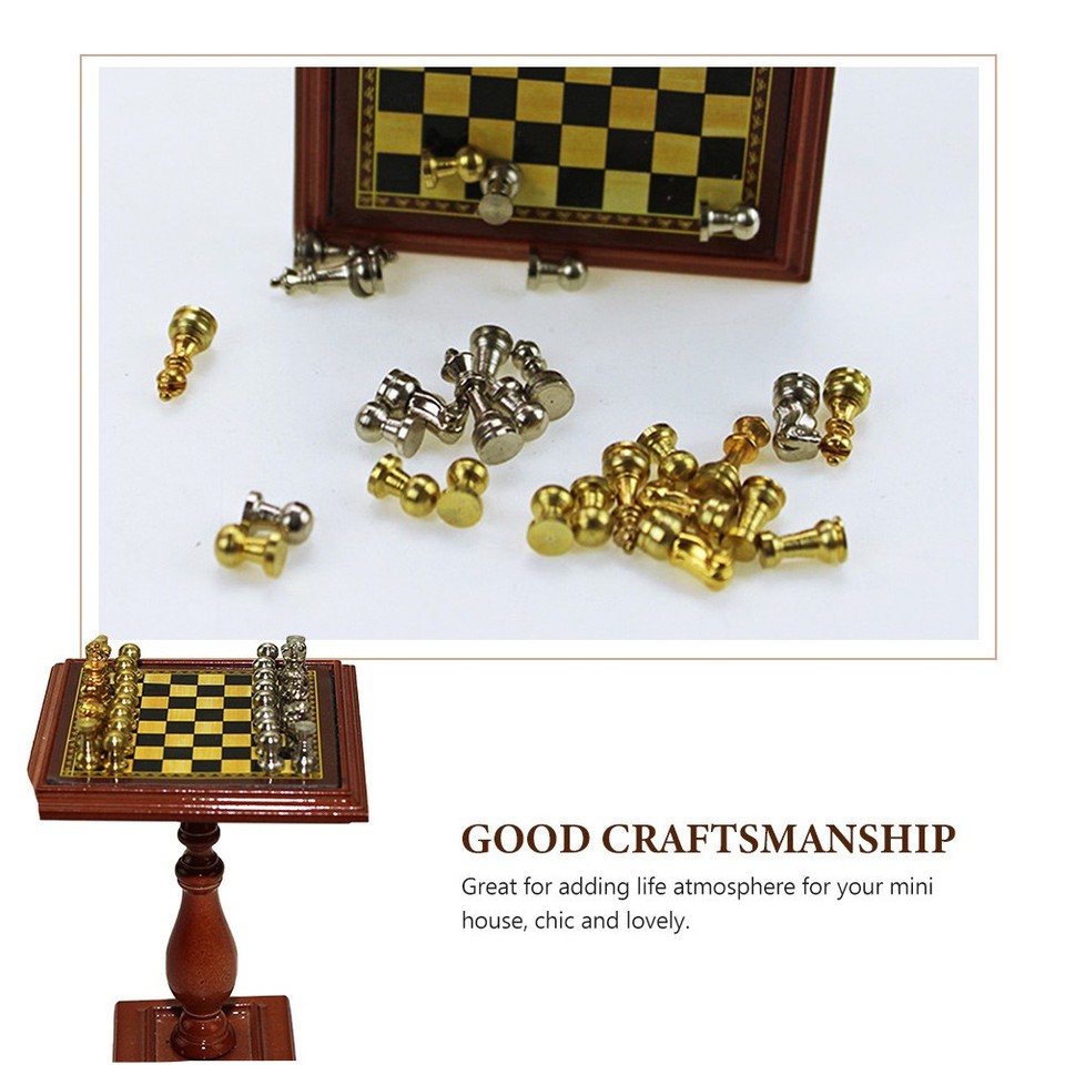Mini Chess Board Set Tiny Accessory Ornament Chessboard Table Game | eBay