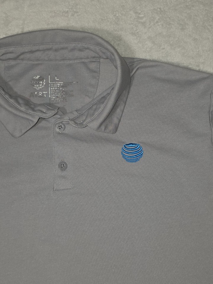 AT&T Polo Shirt Short Sleeves Dry Fit Performance Gray Work Uniform ...