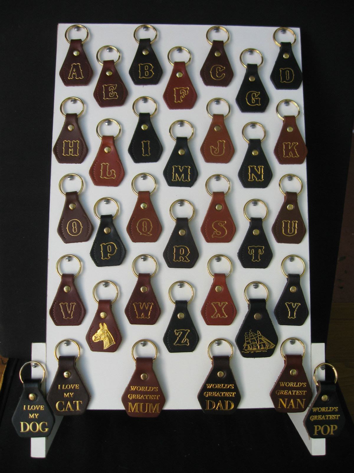 LEATHER KEY RINGS - FATHERS DAY OR BIRTHDAY PRESENT - GOLD FOIL ...