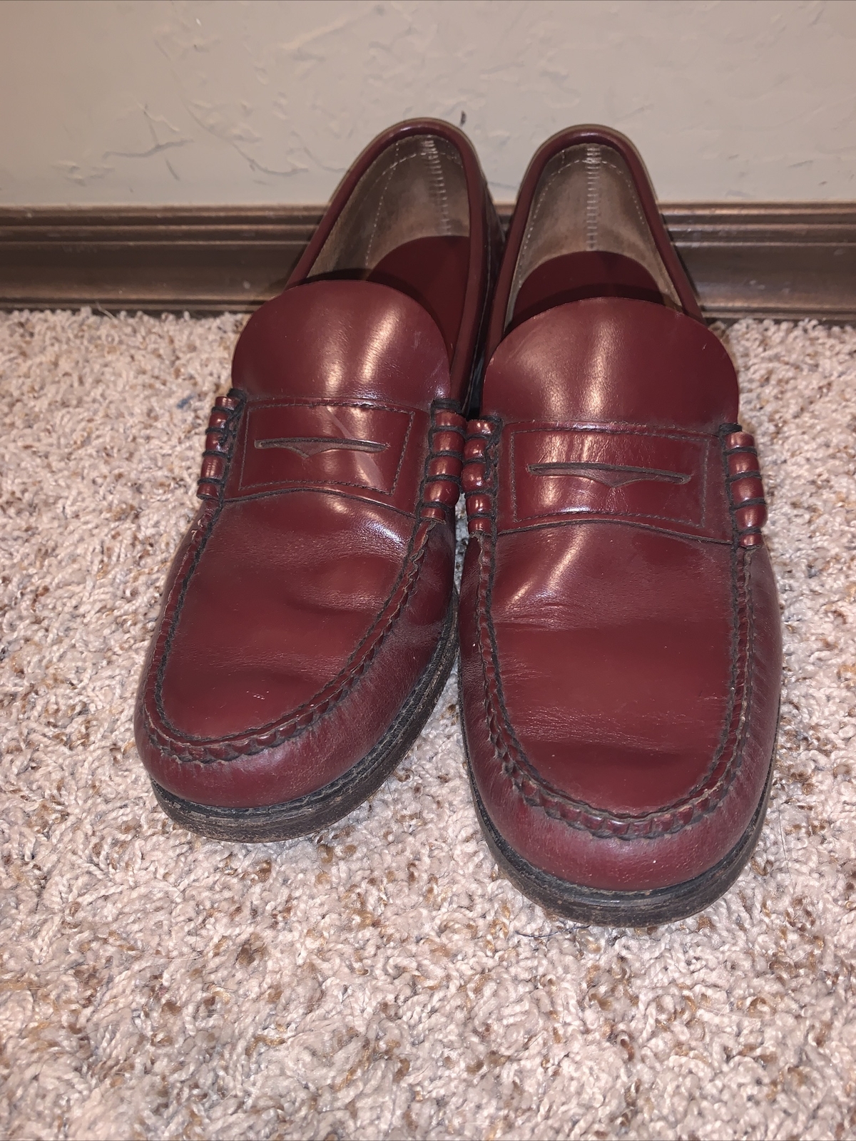 SEBAGO Handsewn in USA Men’s Burgundy Dark Red Leather Penny Loafer 10D ...