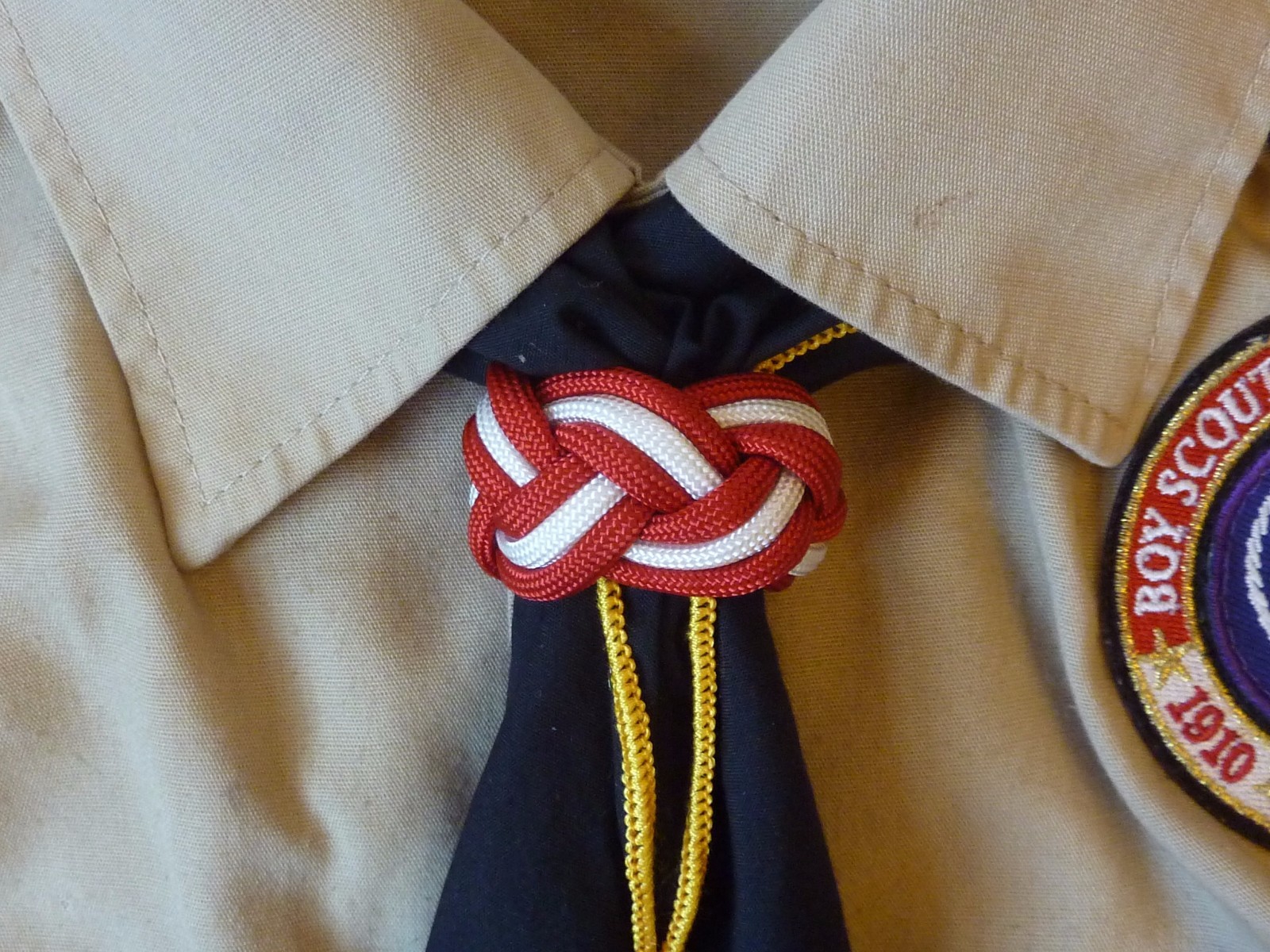 Handmade Scout Neckerchief Slide Woggle Paracord Turks Head Knot Red ...