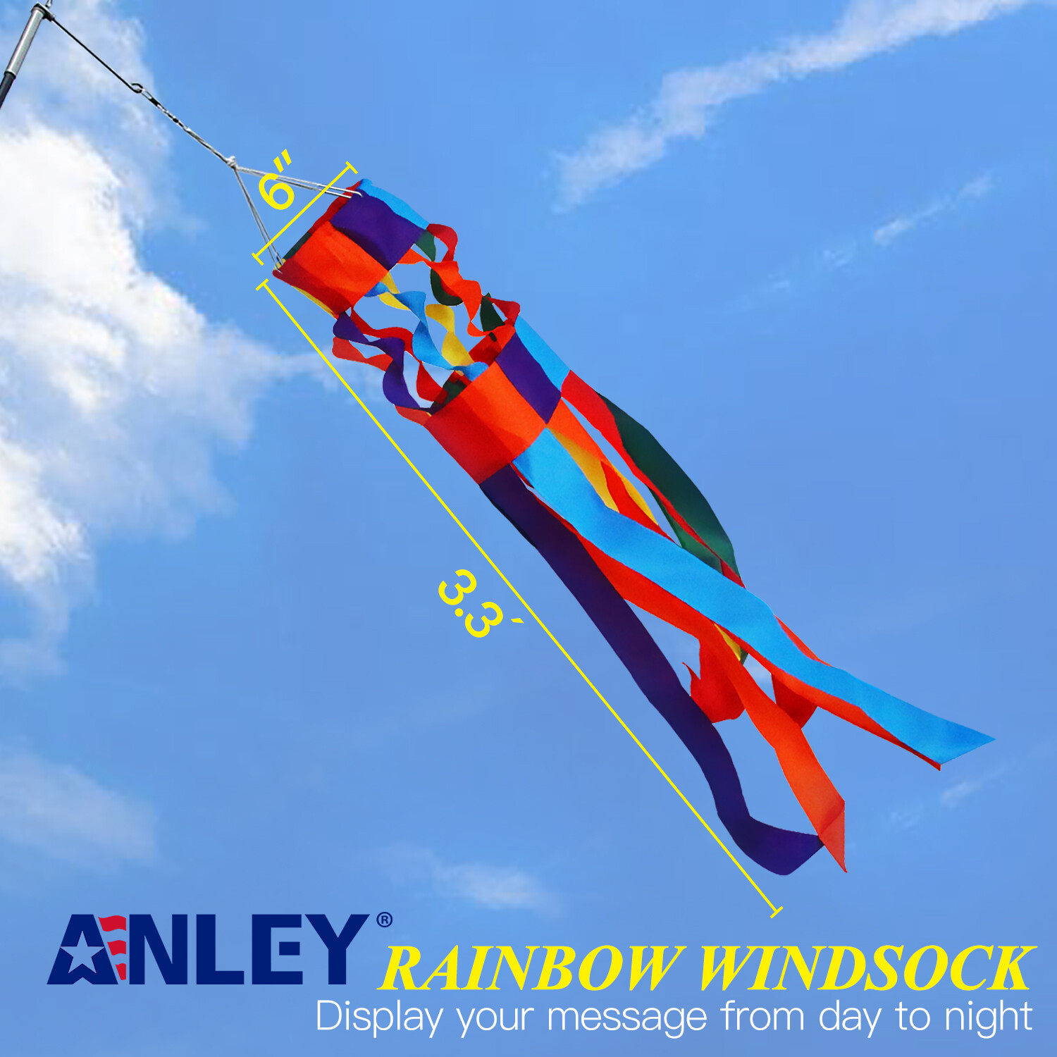 Anley 40 Inch Rainbow Windsock with Long Tails - Gay Pride LGBT Parade ...