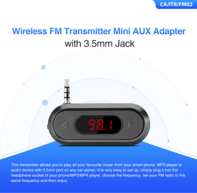 Wireless FM Transmitter Mini AUX Adapter 3.5mm Jack For Car Stereo ...