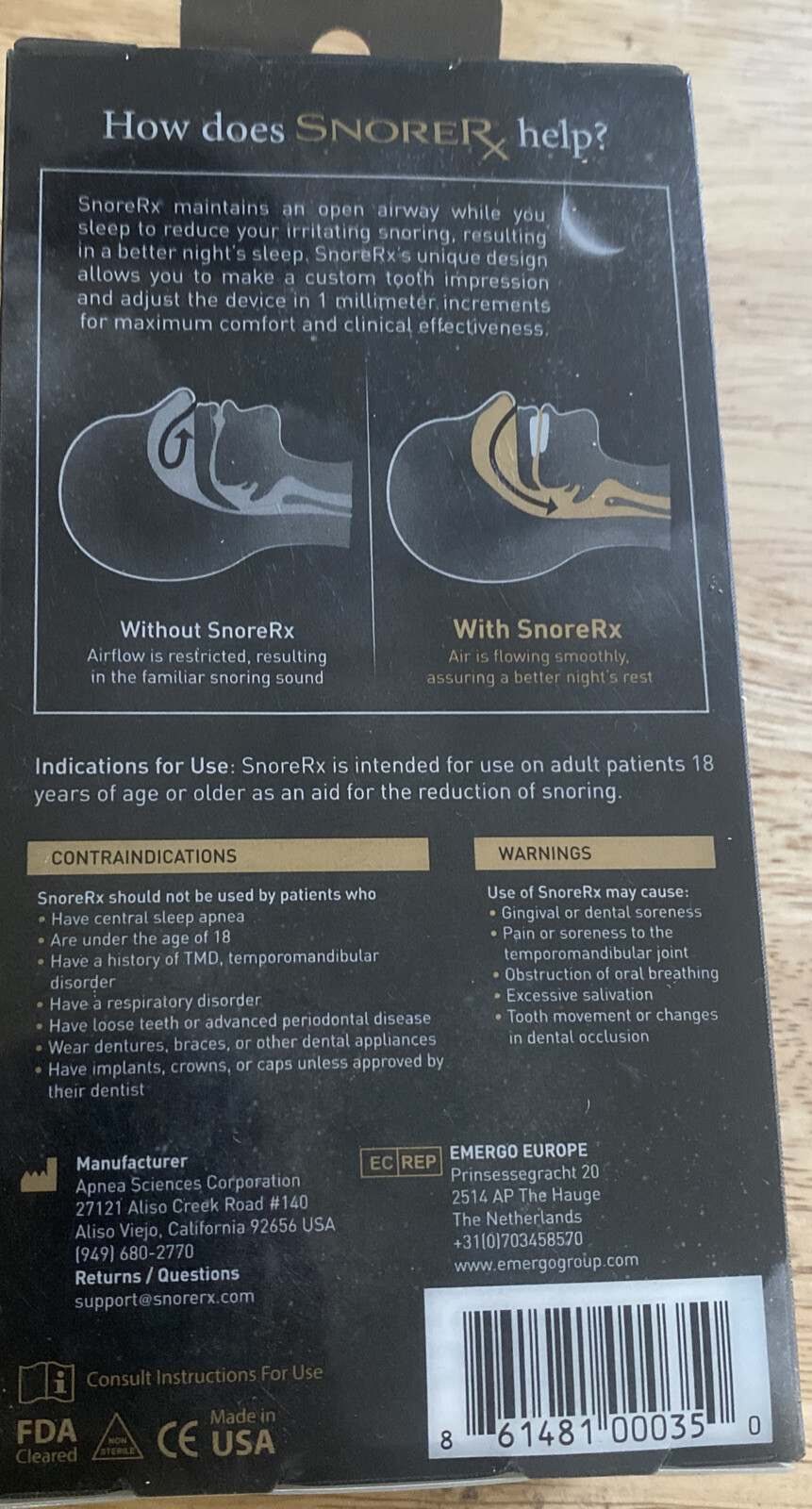 Apnea Sciences SnoreRx Anti Snore Mouthpiece for sale online | eBay