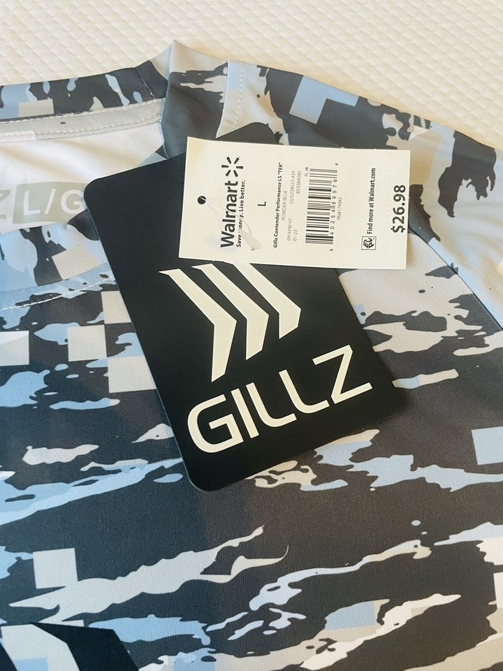Gillz Men’s Contender Performance“TEK” UV Long Sleeve Blue T-Shirt Size ...