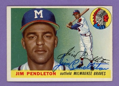 1955 Topps #15 Jim Pendleton Milwaukee Braves Signed Baseball Card (Dec ...