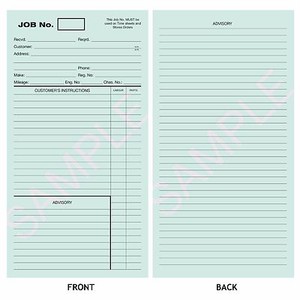 GARAGE WORKSHOP REPAIR JOB CARD WORKS CARDS JOB SHEET Pack of 50 Blue ...