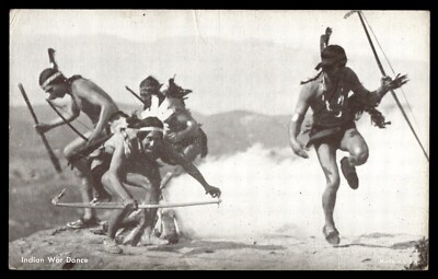1940s-50s Native American Exhibit Arcade Card #308 Indian War Dance | eBay