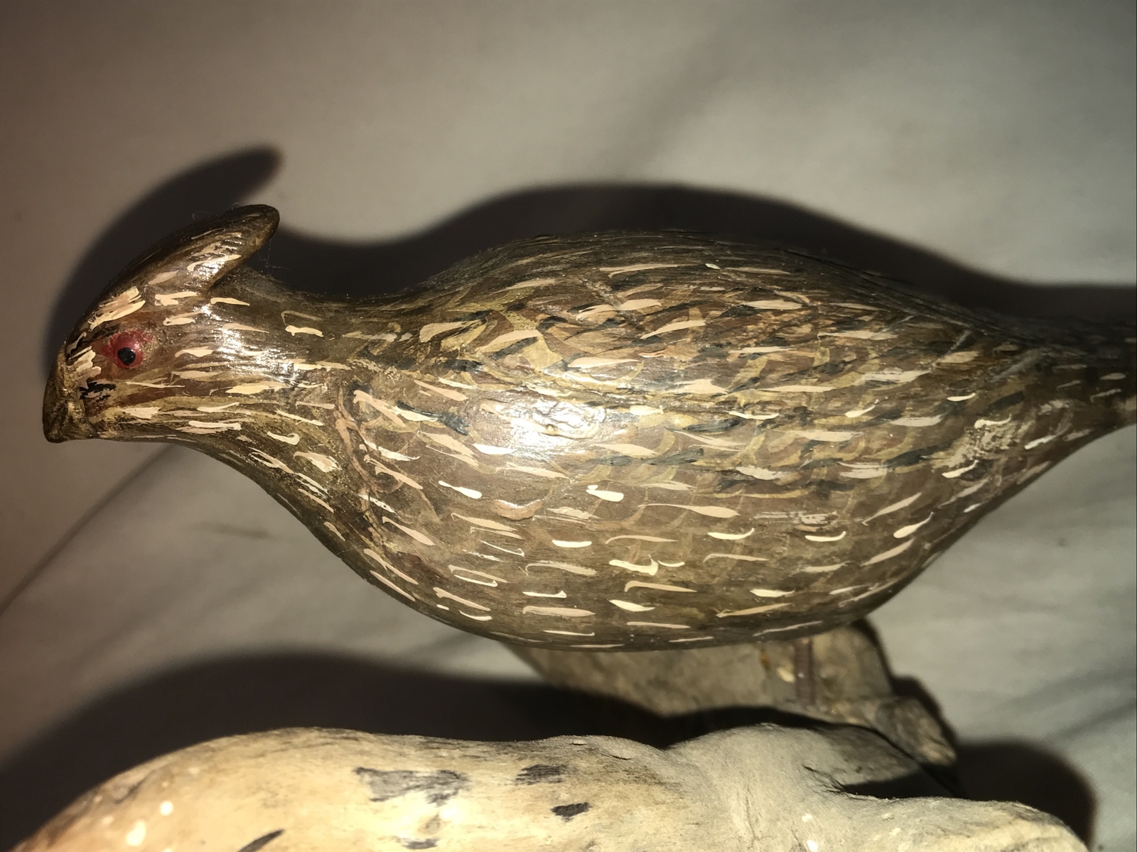 carved wood partridge quail decoy mounted on driftwood Herb Byington | eBay