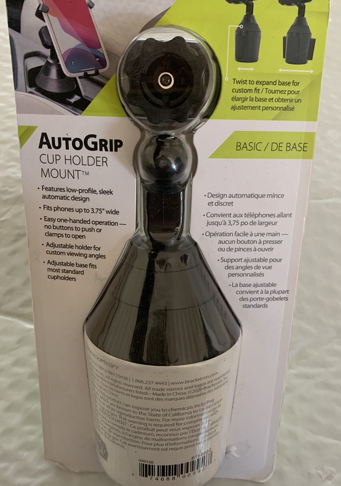 Bracketron AutoGrip Cup Holder Mount for phones - Black | eBay