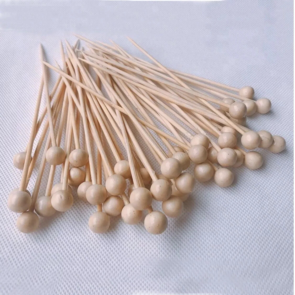 Natural Ball Cocktail Picks, Bamboo Appetizer Toothpicks (4.7 Inches ...