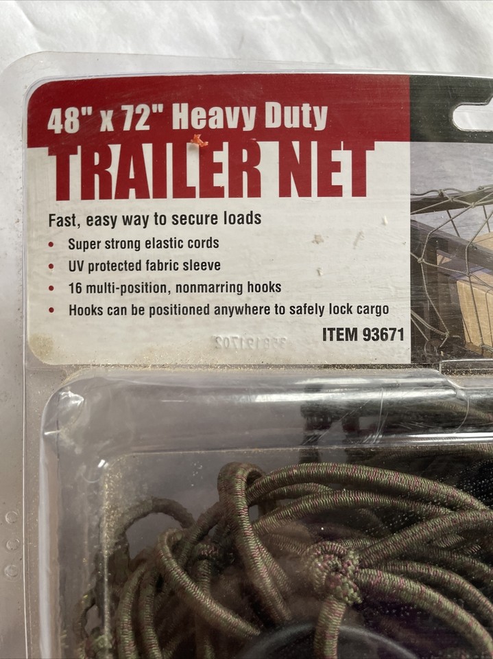 Heavy Duty Trailer Net. 48"x72" Haul Master. 16 multi position hooks ...