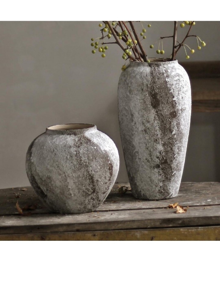 Rustic Ceramic Flower Vase, Vintage Tall Floor Vase Farmhouse Decor ...