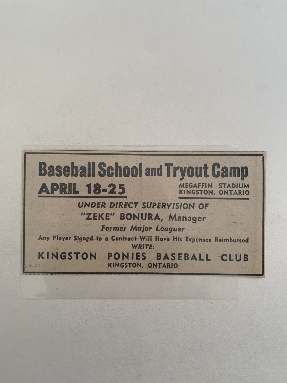 Kingston Ponies Ontario Tryout Camp Zeke Bonura 1949 Sporting News ...