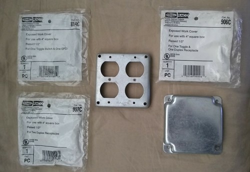 Raco Exposed Electrical Work Covers (814C, 906C, 907C) + two 4" square ...