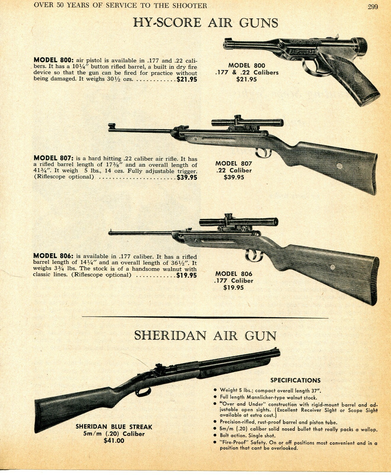 1968 Print Ad Hy-Score Model 800 Pistol 807 806 Air Rifle, Sheridan ...