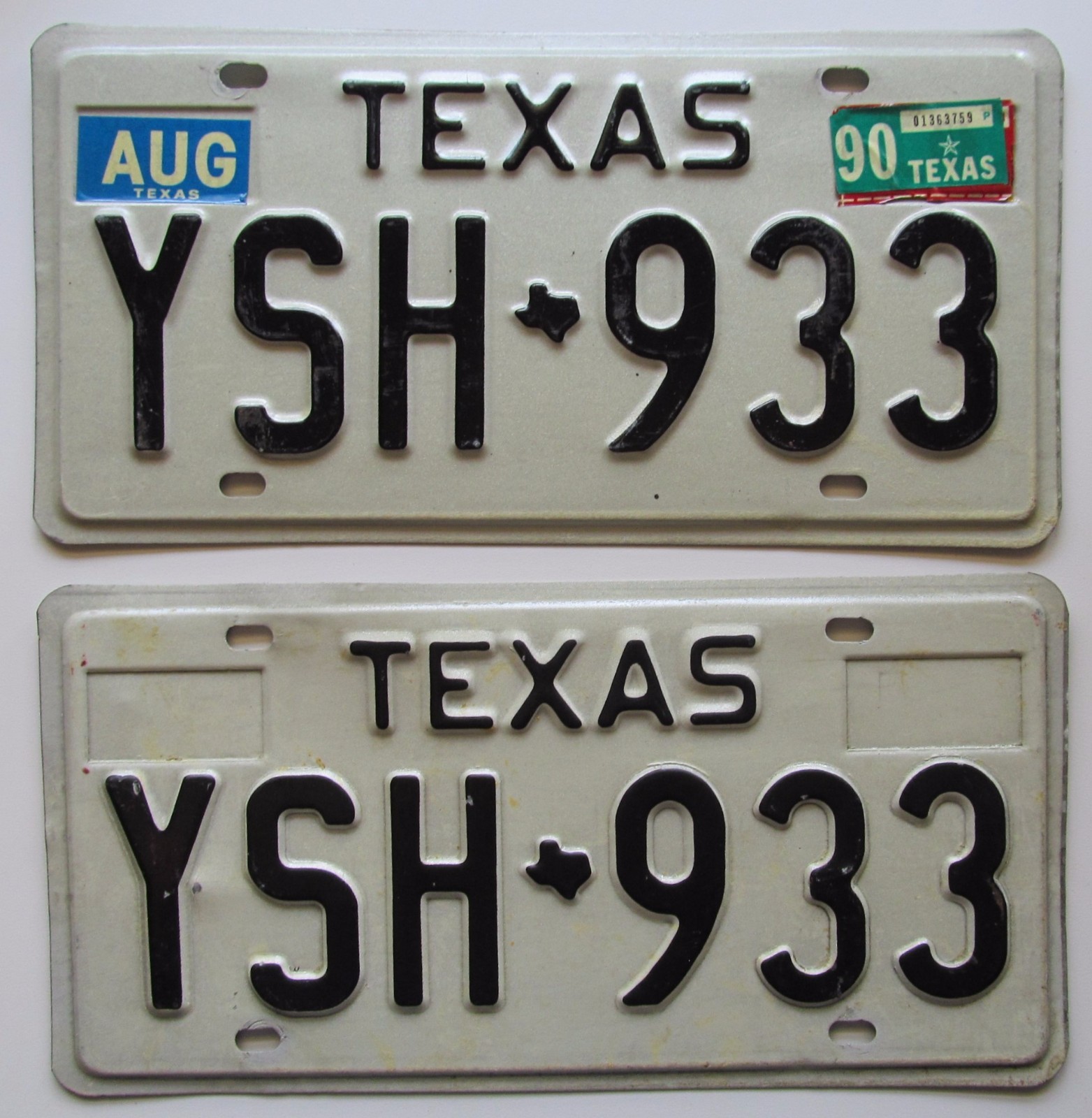 Texas 1990 License Plate PAIR - NICE QUALITY # YSH-933 | eBay