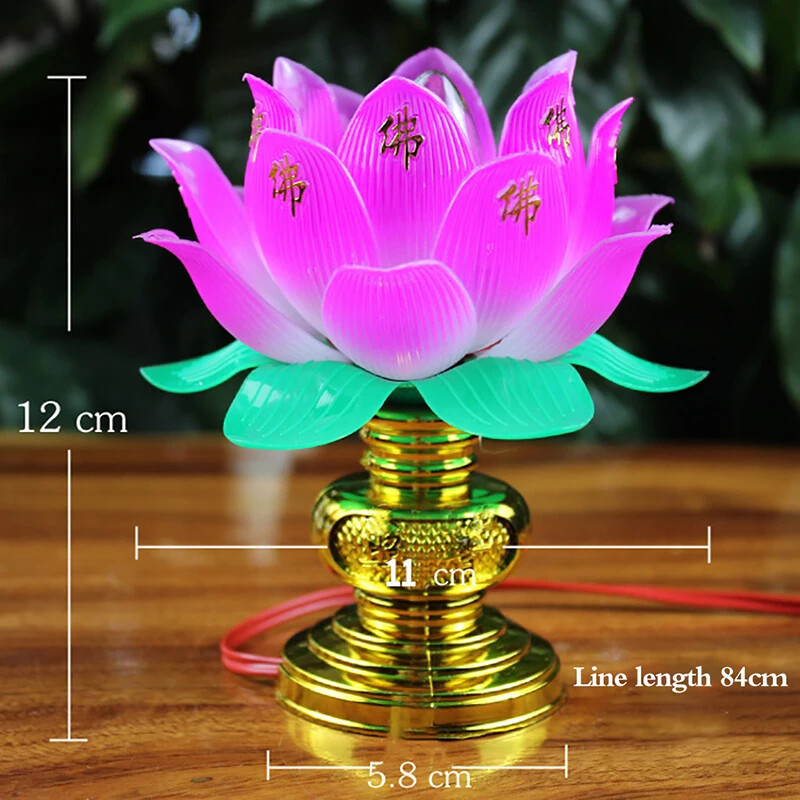 1PC Buddhist Lotus Lamp Sculpture Veil Worship Buddha Lamp Buddhist ...