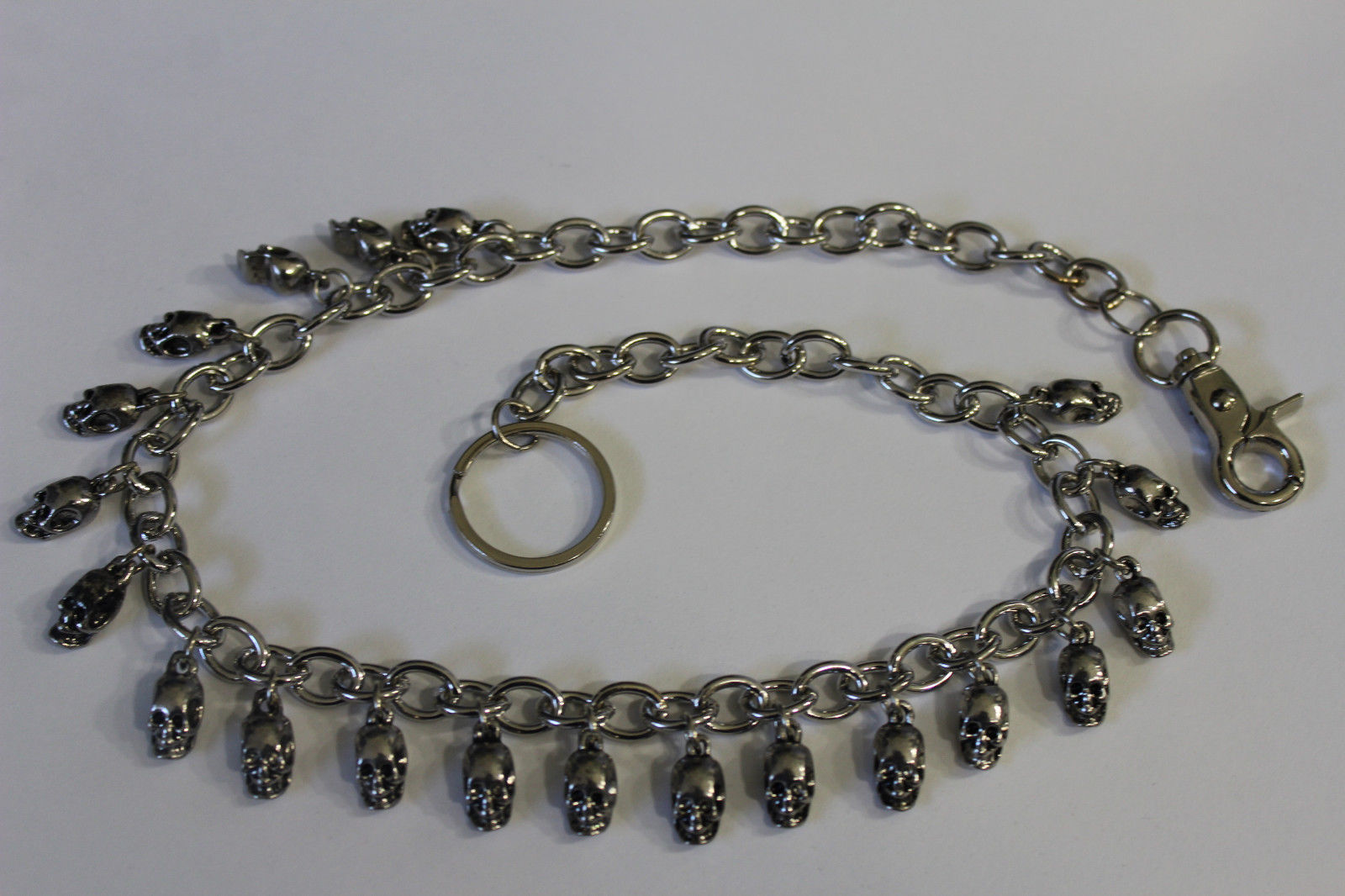 Men Silver Mini Skull Metal Skeleton Wallet Chain KeyChain Biker Jean ...