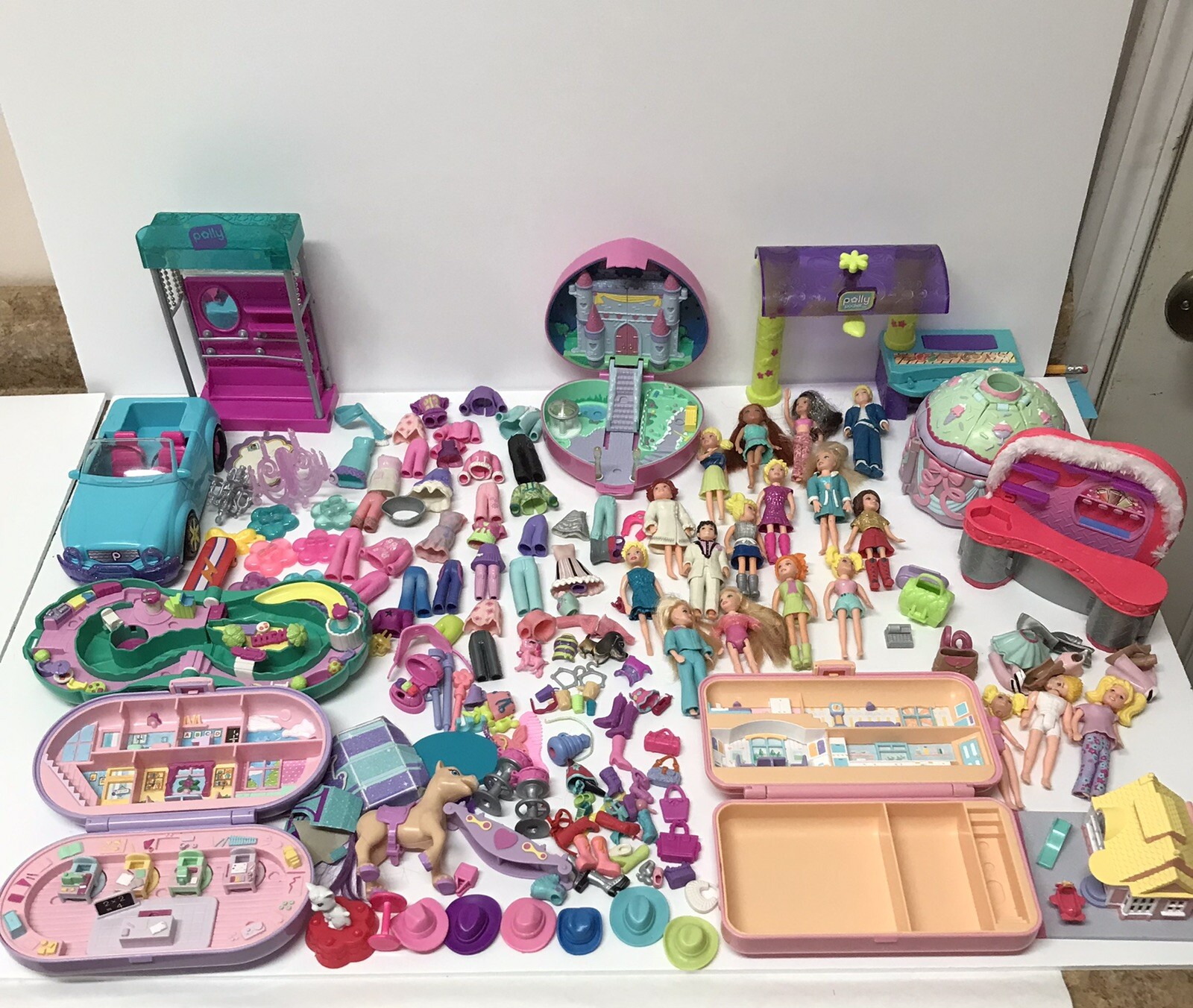 Huge Vintage Polly Pocket Bluebird Mattel Lot 120+ Items Cases Dolls ...