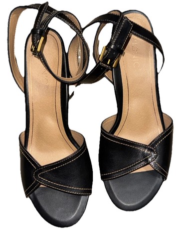 Vionic Black Leather Ankle Strap Sandals Heels Pumps Size 8 | eBay
