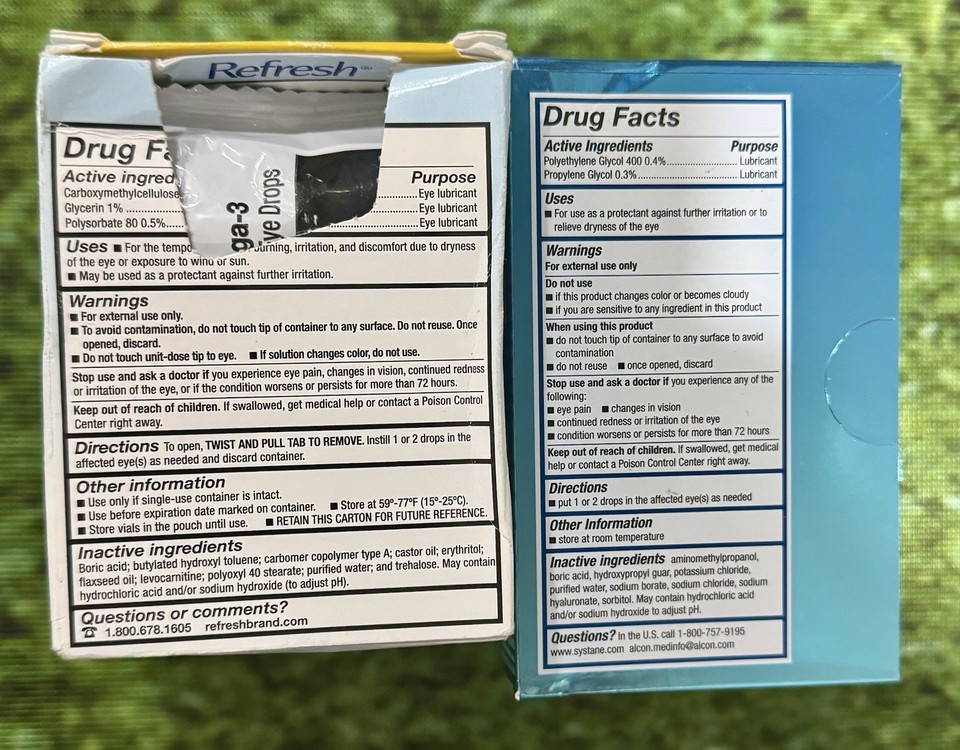 Refresh Optive Mega-3 Lubricant & Systane Hydration PF Eye Drops 30 ...