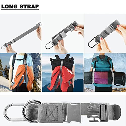 Elastic Jacket Gripper Travel Strap with D-Ring Hooks and Buckle, Gray ...